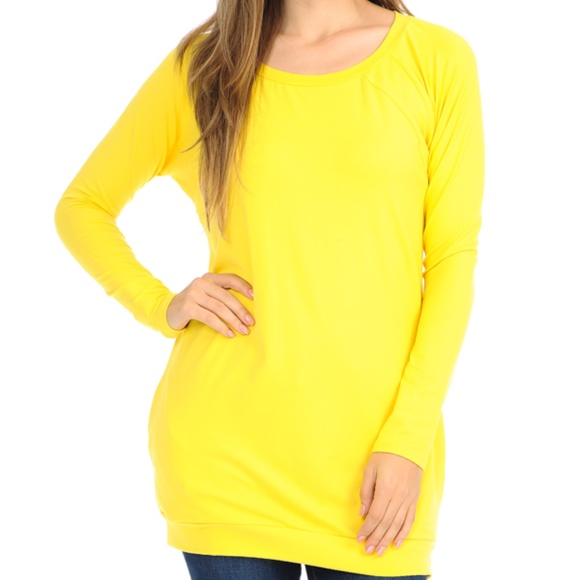 Magic Fit | Tops | Yellow Long Sleeve Tunicw Side Pocket | Poshmark